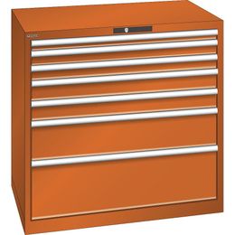 LISTA ESD-Schubladenschrank, BxTxH 1023 x 725 x 1000 mm, 7 Schubladen, Traglast 75 kg / 1 x 300 mm mit 200 kg, orange