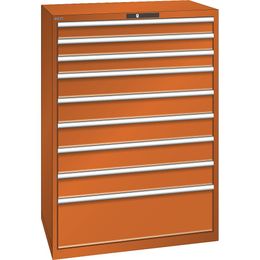 LISTA ESD-Schubladenschrank, BxTxH 1023 x 725 x 1450 mm, 9 Schubladen, Traglast 200 kg, orange