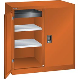 LISTA ESD-Fl&uuml;gelt&uuml;rschrank, H 1000 mm, 2 Fachb&ouml;den, BxT 1002 x 580 mm, orange, 1 Schublade