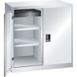 LISTA ESD-Fl&uuml;gelt&uuml;rschrank, H 1000 mm, 2 Fachb&ouml;den, BxT 1002 x 580 mm, lichtgrau, 1 Schublade