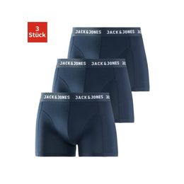 Jack & Jones Boxer JACK & JONES "JACANTHONY im 3er Pack mit Logo-Bund und weichem Griff", Herren, Gr. XL, 3 Stk., blau (navy), Jersey, Obermaterial: 95% Baumwolle, 5% Elasthan, unifarben mit Farbeinsatz, Unterhosen, unifarben mit Farbeinsatz, modisch, eng anliegend, Baumwollmischung