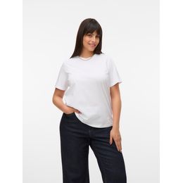 Kurzarmshirt Vero Moda CURVE "VMPAULINA SS T-SHIRT GA JRS NOOS CUR", Damen, Gr. XL, wei&szlig; (hellwei&szlig;), Jersey, Obermaterial: 100% Baumwolle, unifarben, normal, Rundhals, Shirts, Baumwolle, regular fit