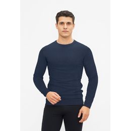 Jack & Jones Rundhalspullover JACK & JONES "EMIL KNIT", Herren, Gr. S, blau (navy), Obermaterial: 60% Baumwolle, 20% Nylon, 20% Viskose, normal, Rundhals, Pullover Rundhalspullover