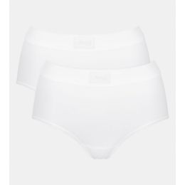 Maxislip Sloggi "Double Comfort T", Damen, Gr. 38, wei&szlig;, Single Jersey, Obermaterial: 95% Baumwolle, 5% Elasthan, unifarben, k&ouml;rpernah, Unterhosen, extra weich, hoher Sitz, niedriger Beinausschnitt