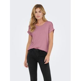 T-Shirt Only "ONLMOSTER &ndash; Kurzarmshirt mit Aufschlag und klassischem Look", Damen, Gr. XS, nostalgia rose, Jersey, Obermaterial: 75% Viskose, 20% Polyester, 5% Elasthan, unifarben, regular fit normal, Rundhals, mit Aufschlag, Shirts T-Shirt, Viskosemischung, regular fit