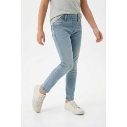 Regular-fit-Jeans s.Oliver JUNIOR, M&auml;dchen, Gr. 104, N-Gr, blau (blaureg), Denim/Jeans, Obermaterial: 80% Baumwolle, 18% Polyester, 2% Elasthan, unifarben, regular fit kn&ouml;chellang, Jeans, mit Taschen