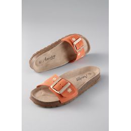 Pantolette ANISTON SHOES, Damen, Gr. 38, orange, Veloursleder, Schuhe Pantolette, Sommerschuh, Hausschuh, Urlaubsschuh - NEUE KOLLEKTION
