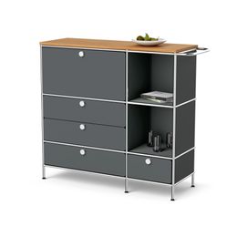 Tchibo - Sideboard Metall &raquo;Cn3&laquo; mit Holzplatte - 127x42x111cm - chrom - Stahl / Aluminium / Kunststoff