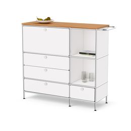 Tchibo - Sideboard Metall &raquo;Cn3&laquo; mit Holzplatte - 127x42x111cm - chrom - Stahl / Aluminium / Kunststoff