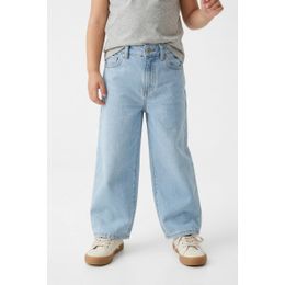 Weite Jeans Tom Tailor, M&auml;dchen, Gr. 128, N-Gr, blau (clean bleached blau), Denim/Jeans, Obermaterial: 100% Baumwolle. Futter: 100% Baumwolle, normal, Jeans, im 5-Pocket-Style