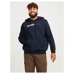 Jack & Jones PlusSize Hoodie "JJECORP LOGO SWEAT HOOD PLAY NOOS PLS", Herren, Gr. 6XL, blau (navy blazer), Sweatware, Obermaterial: 70% Baumwolle, 30% Polyester, JACK & JONES PLUSSIZE, unifarben, Basic, regular fit normal, Rippb&uuml;ndchen, Sweatshirts Hoodie
