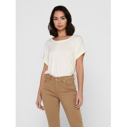 T-Shirt Only "ONLMOSTER &ndash; Kurzarmshirt mit Aufschlag und klassischem Look", Damen, Gr. M, wei&szlig; (antique wei&szlig;), Jersey, Obermaterial: 75% Viskose, 20% Polyester, 5% Elasthan, unifarben, regular fit normal, Rundhals, mit Aufschlag, Shirts T-Shirt, Viskosemischung, regular fit