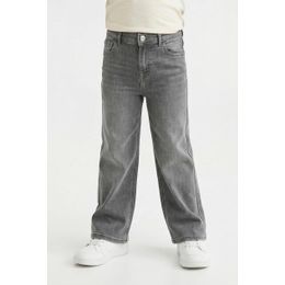 Relax-fit-Jeans KIDS Only "KOGMADISON BLUSH WIDE GD DNM NOOS", M&auml;dchen, Gr. 164, N-Gr, blau (medium grau denim), Denim/Jeans, Obermaterial: 92% Baumwolle, 6% Elastomultiester, 2% Elasthan, unifarben, relaxed fit, Jeans
