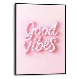 Poster Reinders "Good Vibes", rosa (farbe bild(er): rosa), B:30cm H:40cm T:1,6cm, Bilder, Poster, Teenager Zimmer - Rosa - MDF - Spr&uuml;che - 30x40 cm