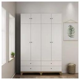 Kleiderschrank OTTO HOME "Oslo Schlafzimmerschrank Garderobe wei&szlig; Landhaus", wei&szlig;, B:160cm H:240cm T:52cm, FSC-zertifizierter Holzwerkstoff, Schr&auml;nke, Kleiderschrank, Schlafzimmerschrank mit 4 T&uuml;ren und 4 Schubladen, Breite 160cm