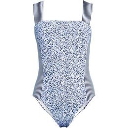 LANDS' END Badeanzug mit Karree-Ausschnitt, extra hohes Bein, Damen,  Blau, Elasthan/Nylon-Mischung, by Lands' End