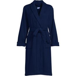 LANDS' END Knielanger Bademantel aus Baumwoll-Frottee, Damen,  Blau, Baumwolle, by Lands' End