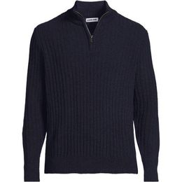 LANDS' END Chenille-Pullover mit Rei&szlig;verschluss, Herren,  Grau, Polyester/Nylon, by Lands' End