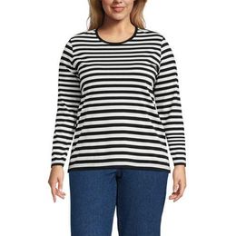LANDS' END Supima-Shirt, Langarm, Damen,  Schwarz, Baumwolle, by Lands' End