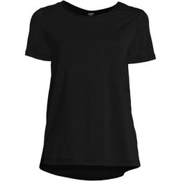 LANDS' END Baumwolle/Modal-Shirt mit Web-R&uuml;cken, Damen,  Schwarz, by Lands' End