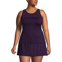 LANDS' END Tankinitop mit Mesh-Detail, hoher Ausschnitt, Damen,  Lila, Elasthan/Nylon-Mischung, by Lands' End