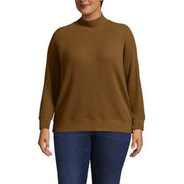 LANDS' END Stehbund-Shirt aus Waffeljersey, Damen,  Braun, Baumwoll-Mischung/Polyester-Mischung, by Lands' End