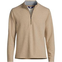 LANDS' END Herringbone-Pullover mit Rei&szlig;verschluss, Herren,  Beige, Baumwoll-Mischung/Polyester-Mischung, by Lands' End