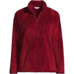 LANDS' END Pl&uuml;schfleece-Pullover mit Rei&szlig;verschluss, Damen,  Rot, Polyester, by Lands' End