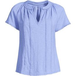 LANDS' END Flammgarn-Shirt mit Tunika-Ausschnitt, Damen,  Lila, Baumwolle, by Lands' End