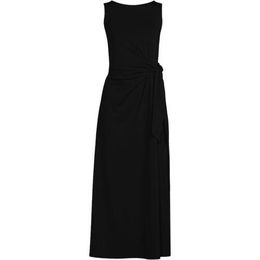 LANDS' END Maxikleid aus Baumwolle/Modal mit Bindeband, Damen,  Schwarz, Elasthan/Baumwoll-Mischung/Synthetic-blend, by Lands' End