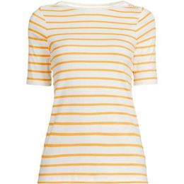 LANDS' END Supima-Shirt aus Baumwolle mit U-Boot-Ausschnitt, Damen,  Wei&szlig;, Baumwolle, by Lands' End