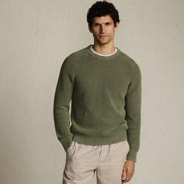 LANDS' END DRIFTER Pullover im Shaker-Rippstrick, Herren,  Gr&uuml;n, Baumwolle, by Lands' End