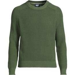 LANDS' END Drifter Strukturstrick-Pullover, Herren,  Gr&uuml;n, Baumwolle, by Lands' End