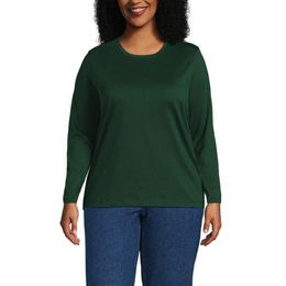 LANDS' END Supima-Shirt, Langarm, Damen,  Gr&uuml;n, Baumwolle, by Lands' End