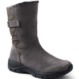 LANDS' END Isolierte Stiefel, Damen,  Grau, Polyester/Gummi/Rauleder, by Lands' End
