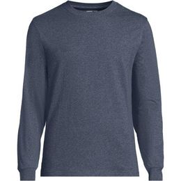 LANDS' END Super-T Langarm-Shirt, Classic Fit, Herren,  Blau, Baumwolle, by Lands' End