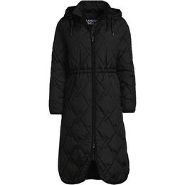 LANDS' END Isolierter Steppmantel mit Kapuze, Damen,  Schwarz, Polyester/Nylon, by Lands' End