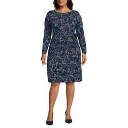 LANDS' END Baumwolle/Modal-Kleid mit Zierschleife, Damen,  Blau, Baumwolle Modal, by Lands' End