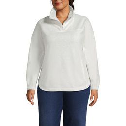 LANDS' END Luxe Fleece-Pullover, Damen,  Grau, Polyester, by Lands' End