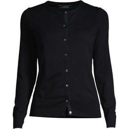 LANDS' END Supima Feinstrick-Cardigan, Damen,  Schwarz, Baumwoll-Mischung, by Lands' End