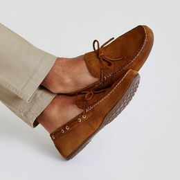LANDS' END Veloursleder-Loafer im Autoschuh-Design, Herren,  Braun, Rauleder, by Lands' End
