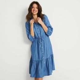 LANDS' END Tencel Midi-Hemdblusenkleid, Damen,  Blau, by Lands' End