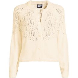 LANDS' END Cardigan mit Ajourstrick, Damen,  Beige, Polyacryl/Woll-Mischung/Polyester-Mischung, by Lands' End
