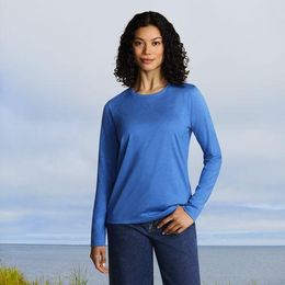 LANDS' END Supima-Shirt, Langarm, Damen,  Blau, Baumwolle, by Lands' End