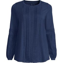 LANDS' END Biesenshirt aus Baumwoll/Modalmix, Damen,  Blau, Baumwoll-Mischung/Viskose-Mischung, by Lands' End