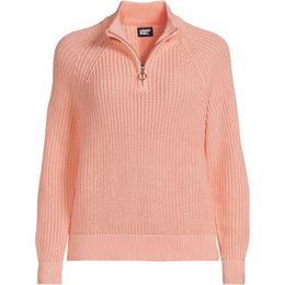LANDS' END Baumwollpullover mit Troyer-Kragen, Damen,  Pink, Baumwolle, by Lands' End