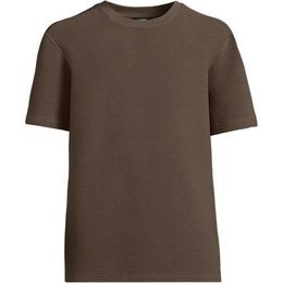 LANDS' END Kurzarm-Shirt mit Struktur, Herren,  Braun, Baumwolle/Polyester, by Lands' End