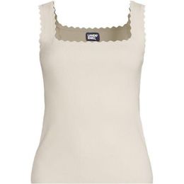 LANDS' END Top mit Muschelrand, Damen,  Wei&szlig;, Viskose/Viskose-Mischung/Polyester-Mischung, by Lands' End