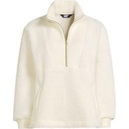LANDS' END Teddy-Pullover mit Rei&szlig;verschluss, Damen,  Wei&szlig;, Polyester, by Lands' End