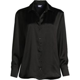 LANDS' END Satinbluse, Damen,  Schwarz, Viskose, by Lands' End